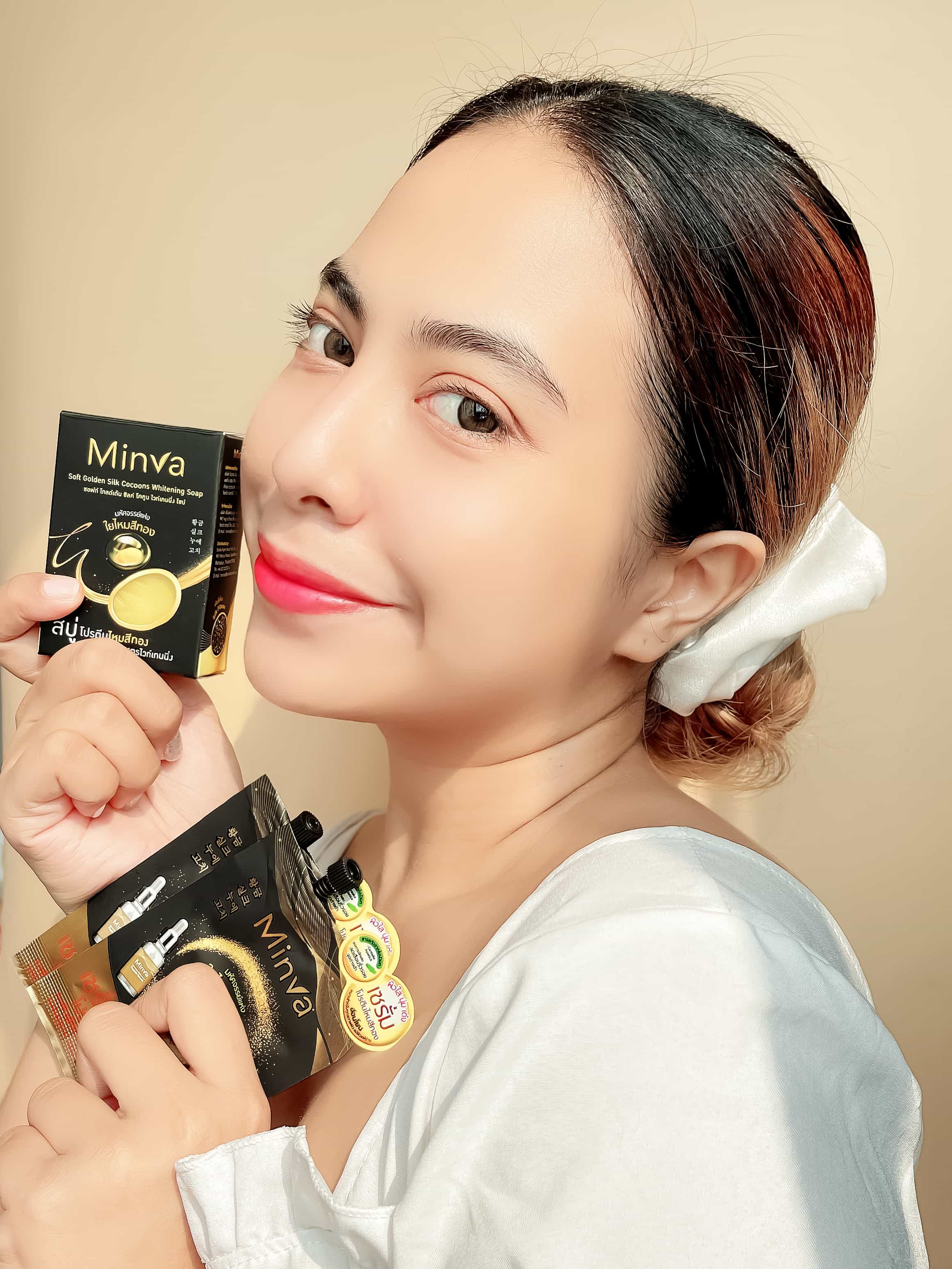 รีวิว Minva สบู่และเซรั่มโปรตีนไหมสีทองตัวดัง ดีจริงหรือจกตา??